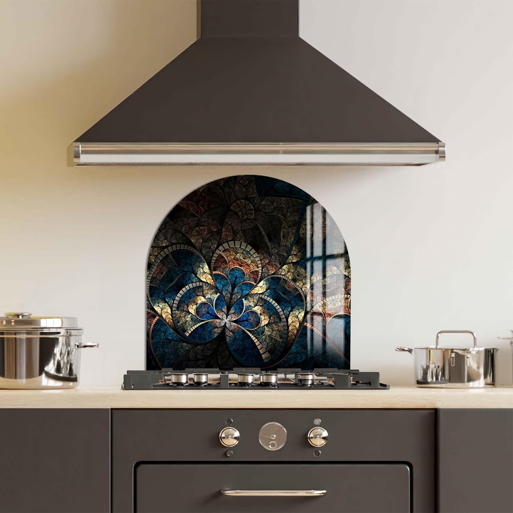 Stained Blue & Gold - Glass Splashback