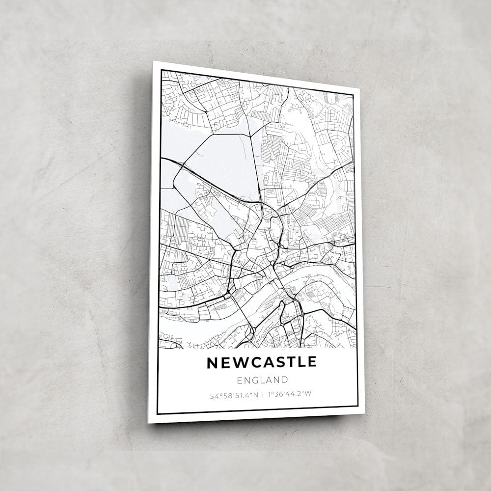 Newcastle Map - Glass Wall Art